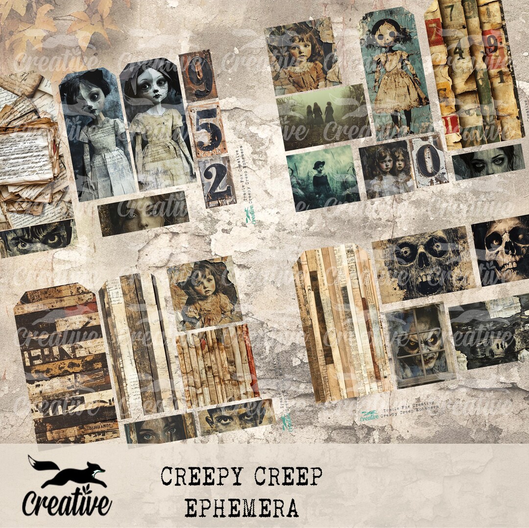 CREEPY CREEP Ephemera, Digital Halloween, Journal/scrapbooking Ephemera ...