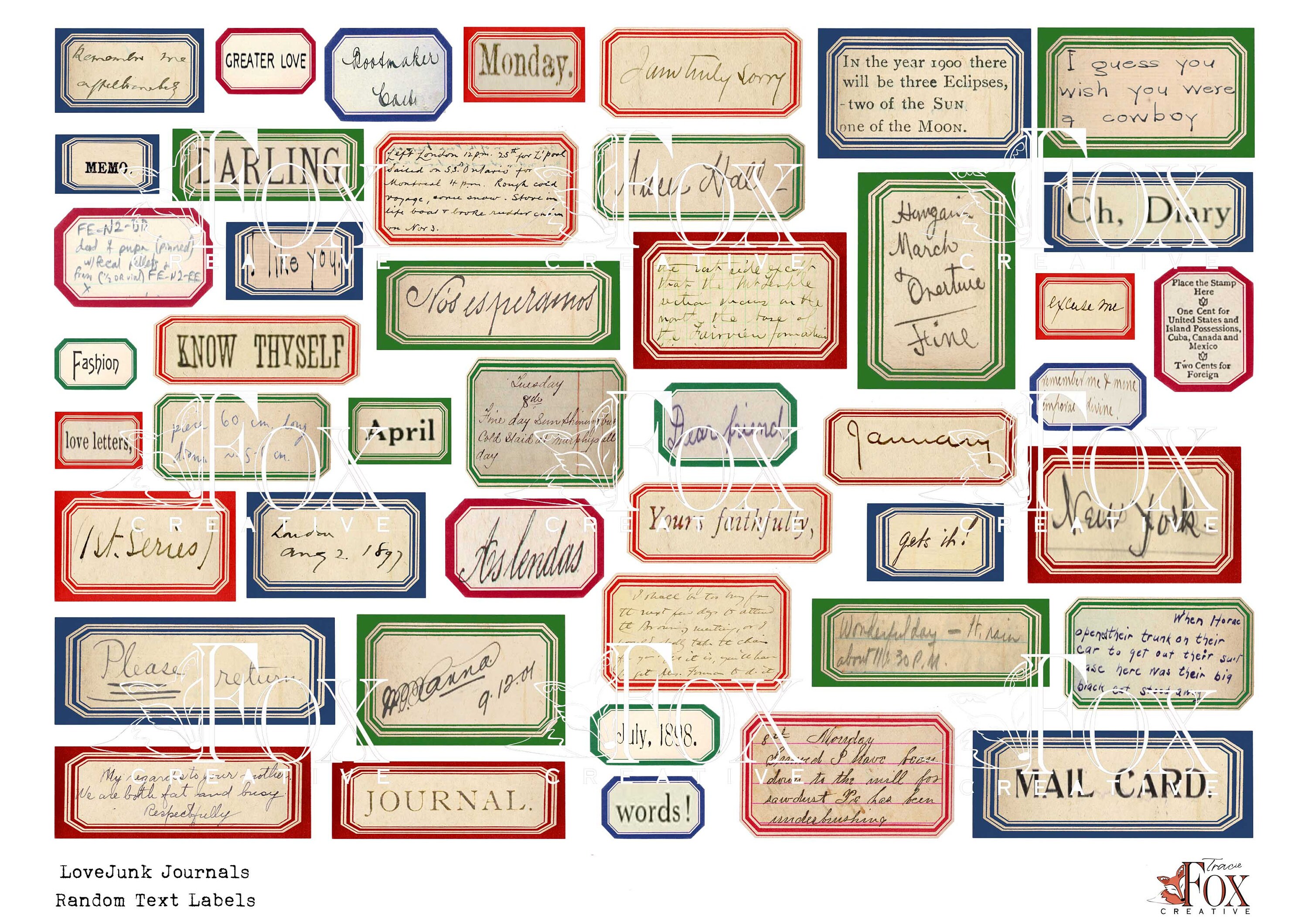 More Random Text Labels - Digital Kit DIGI20 16 - Etsy
