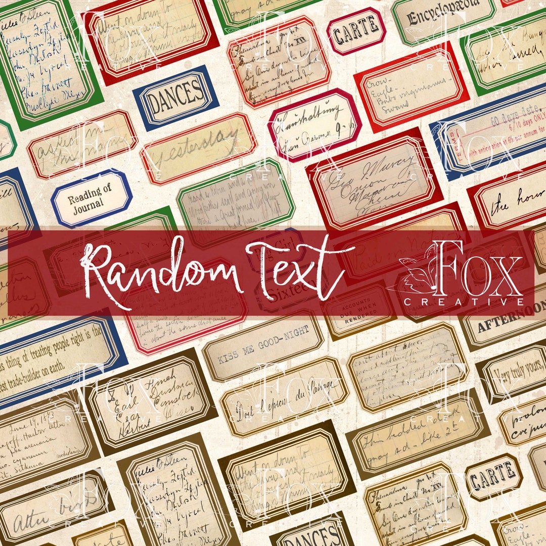RANDOM Textlabels - Digital Labels for Junk Journals, Card Making ...