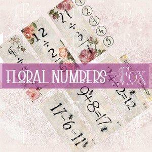 Floral Numbers DIGI20 36 Digital Embellishment Kit, Faux Flash Cards - Etsy