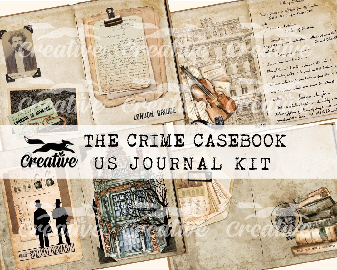 US - the CRIME CASEBOOK: Sherlock Holmes Themed A4 Digital Journal Kit ...