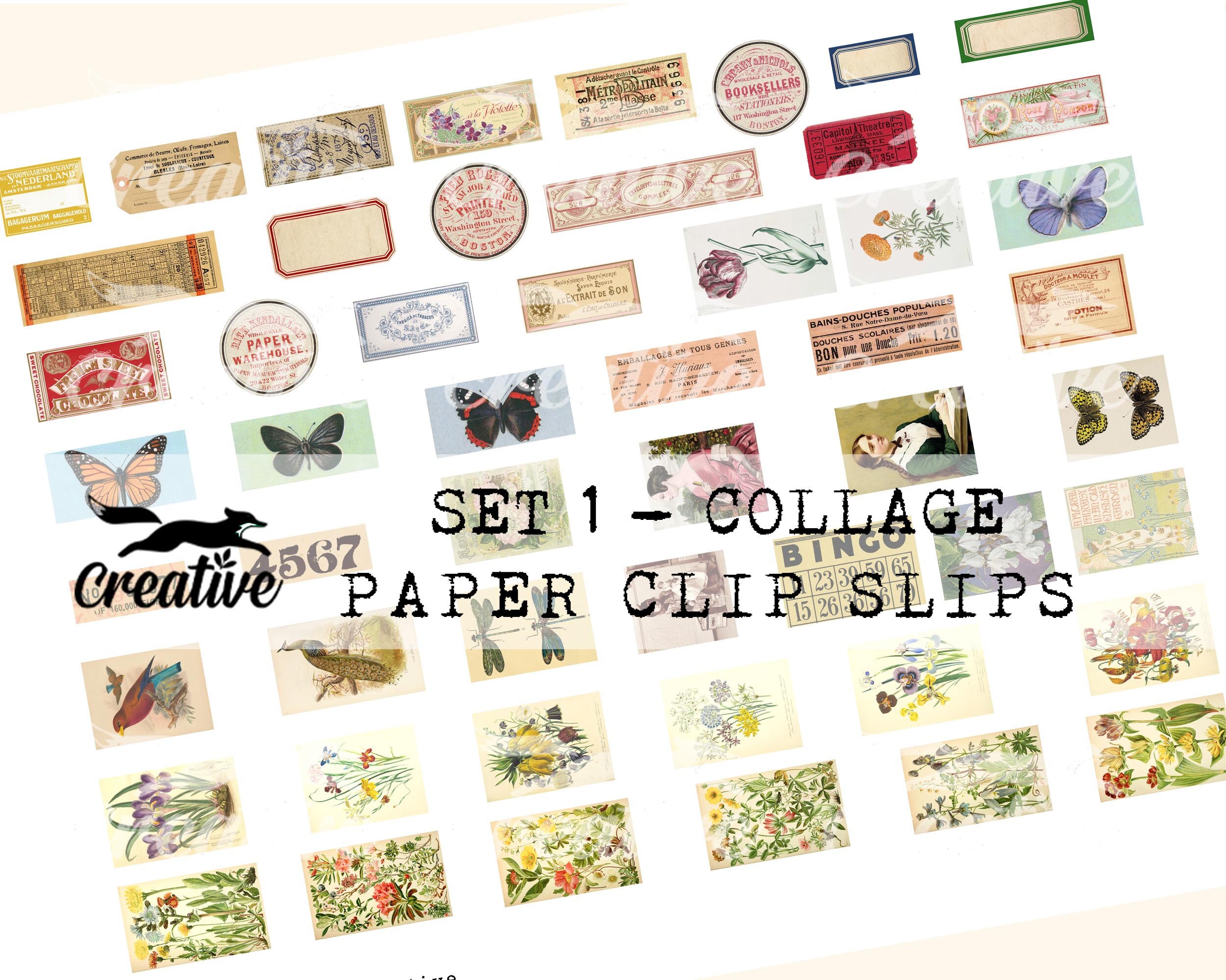 PAPER CLIP SLIPS, Digital Journal/scrapbook Ephemera, Paperclip Digital ...