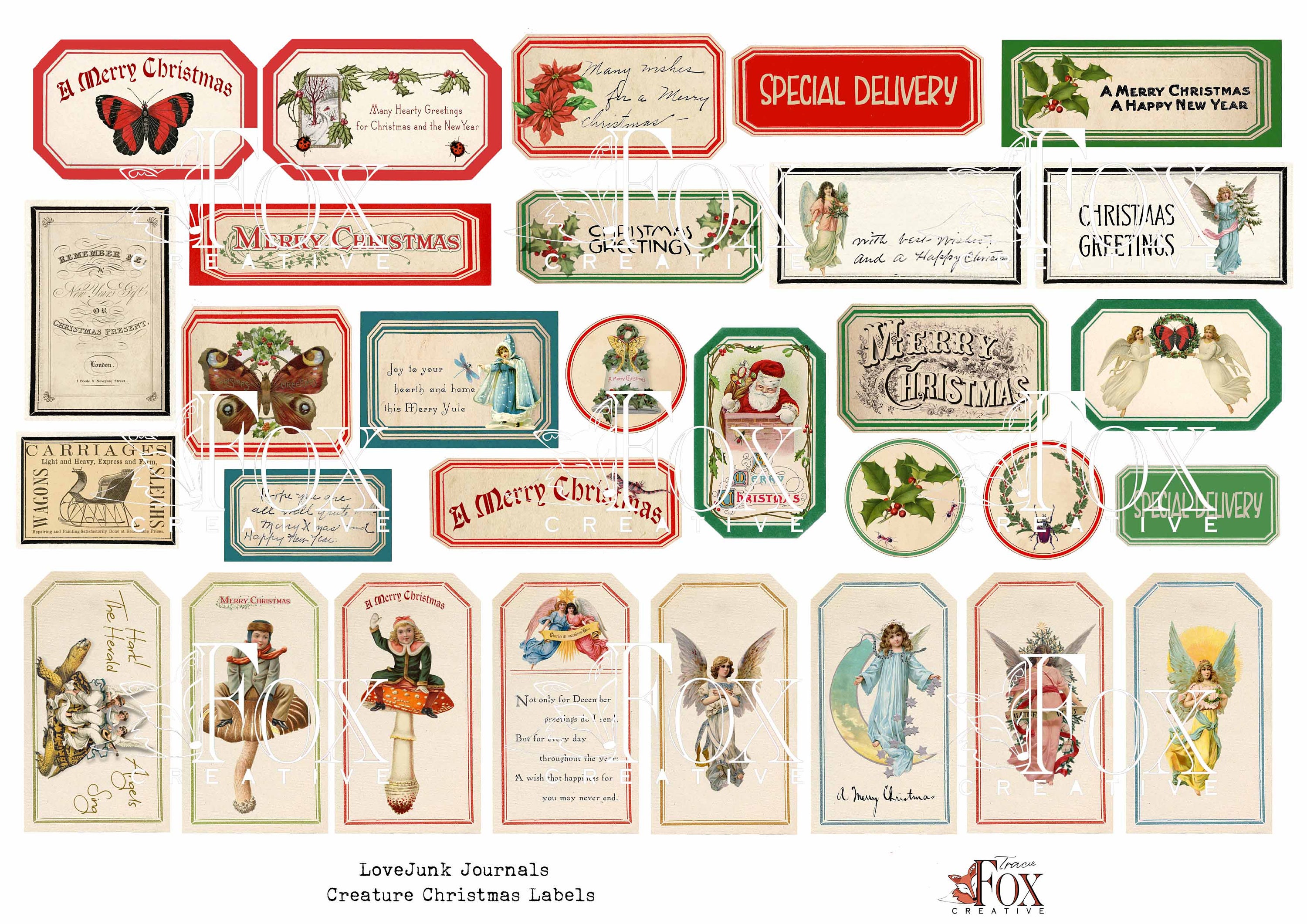 Creature Christmas Labels and Mini Tag Digital Kit DIGI20 56 - Etsy UK