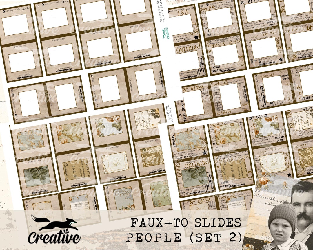 FAUX-TO SLIDES Set 2, Digital People, Journal/scrapbooking, Digital ...