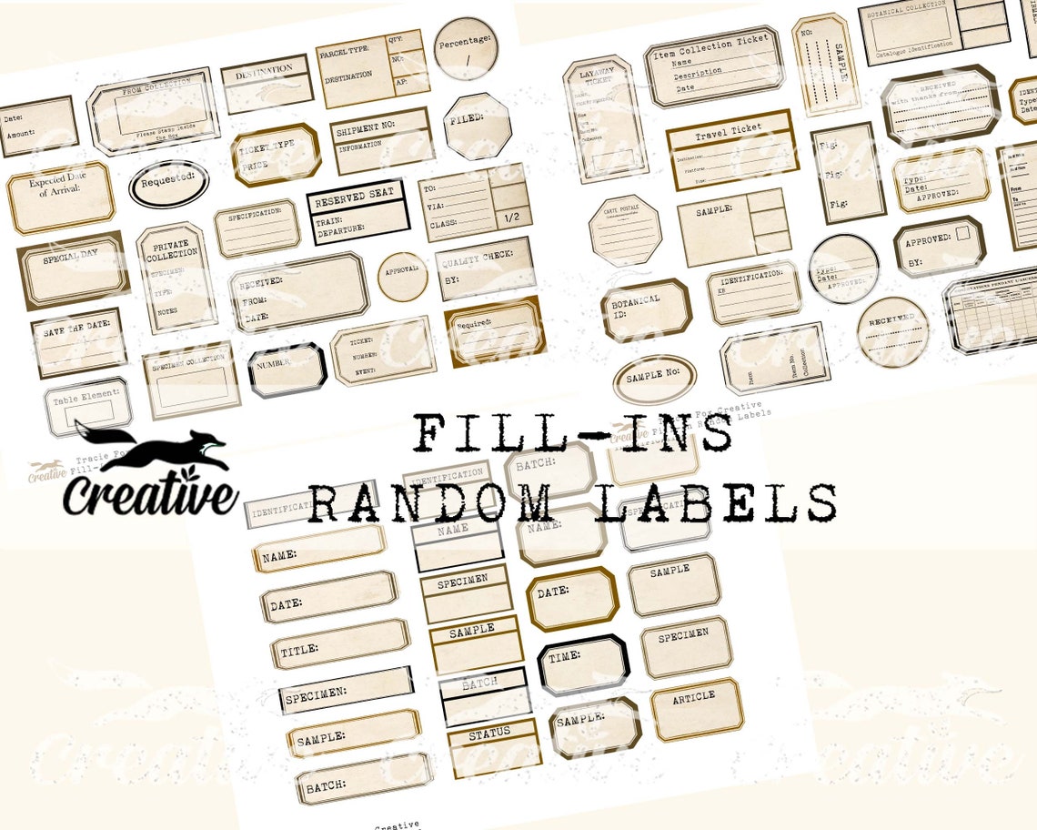 Fill-in Random Labels Digital Labels DIGI22 35 - Etsy