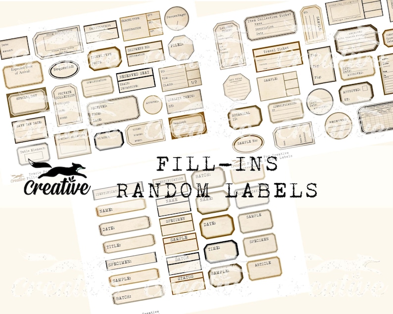 Fill-in Random Labels Digital Labels DIGI22 35 - Etsy