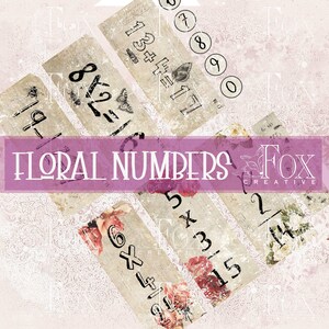 Floral Numbers DIGI20 36 Digital Embellishment Kit, Faux Flash Cards - Etsy