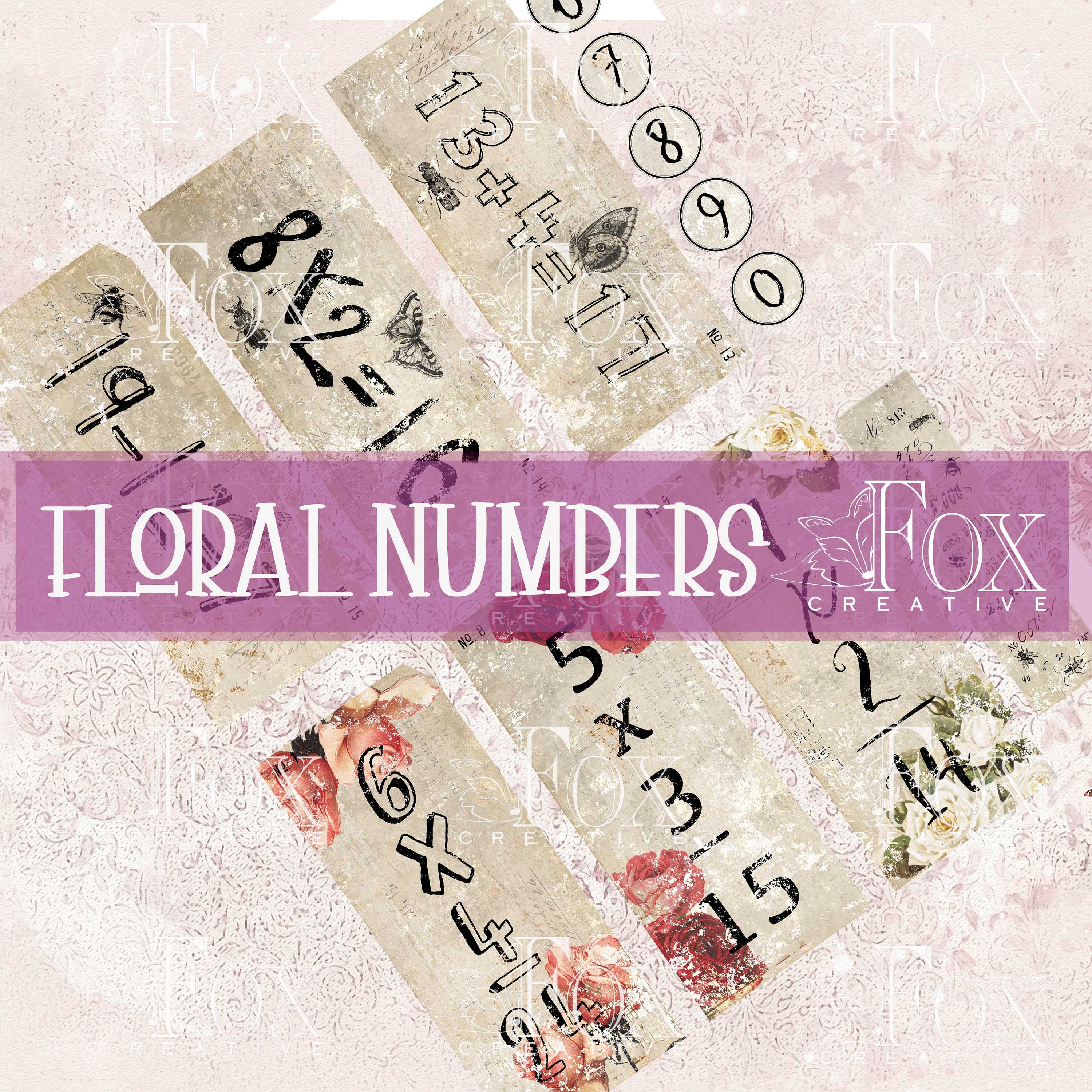 Floral Numbers DIGI20 36 Digital Embellishment Kit, Faux Flash Cards - Etsy