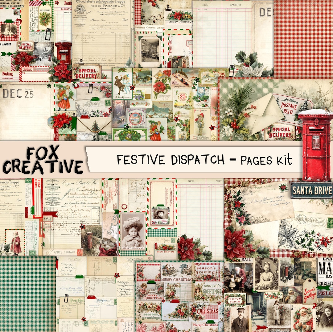 FESTIVE Dispatch Pages| Christmas Postal Printable Journal/scrapbook ...