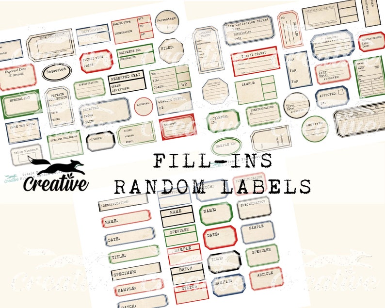 Fill-in Random Labels Digital Labels DIGI22 35 - Etsy