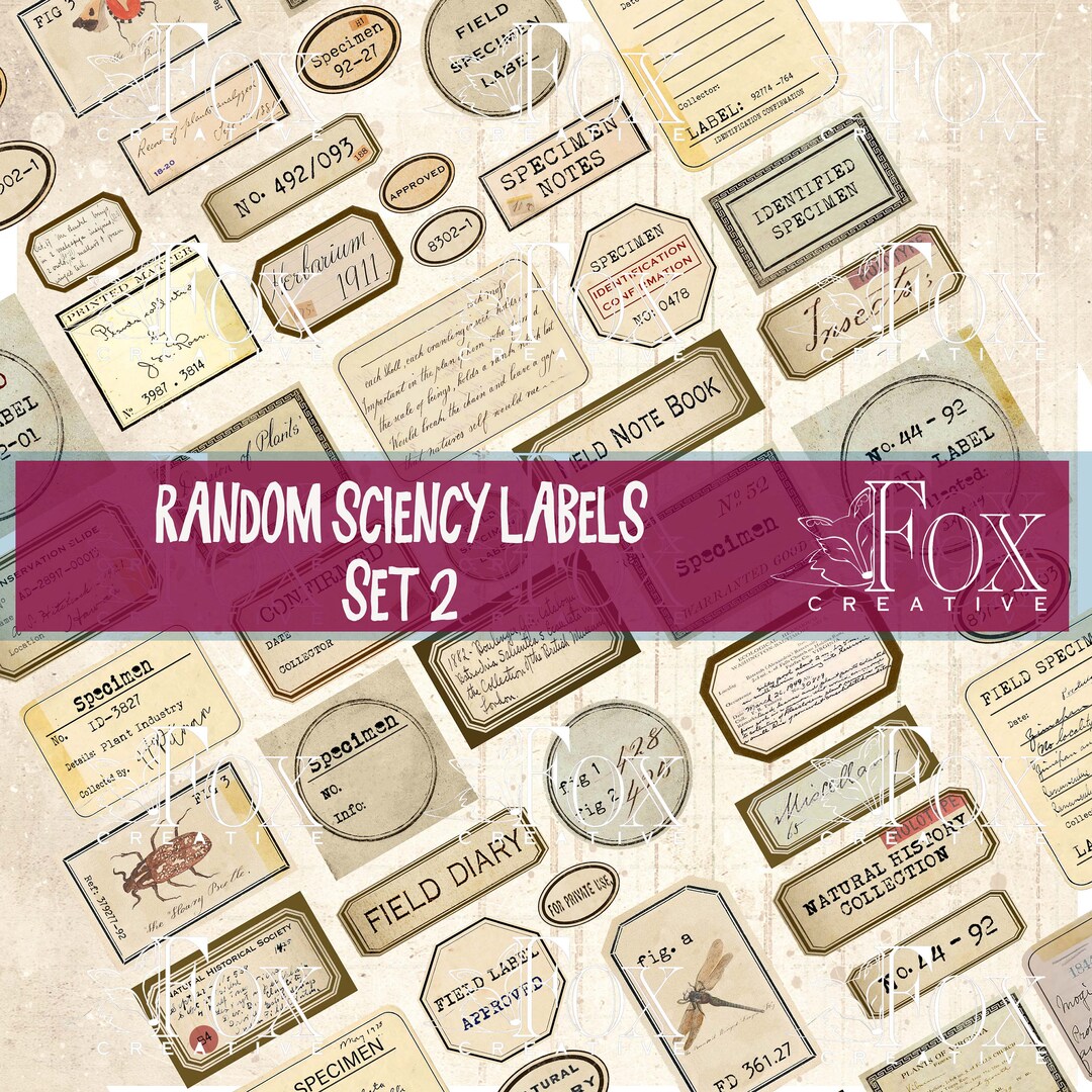 Random Sciency Labels SET 2 DIGI20 53: Specimen, Identification, Labels ...