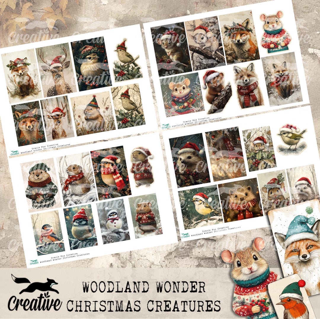 WOODLAND WONDER Christmas Creatures, Digital Journal/scrapbooking ...