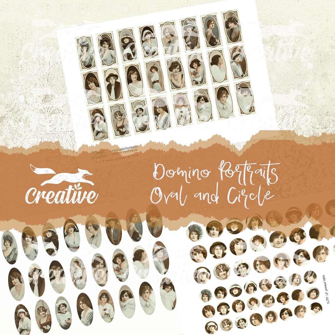 Domino Portraits: Vintage Portraits Domino Oval and Circles - Etsy