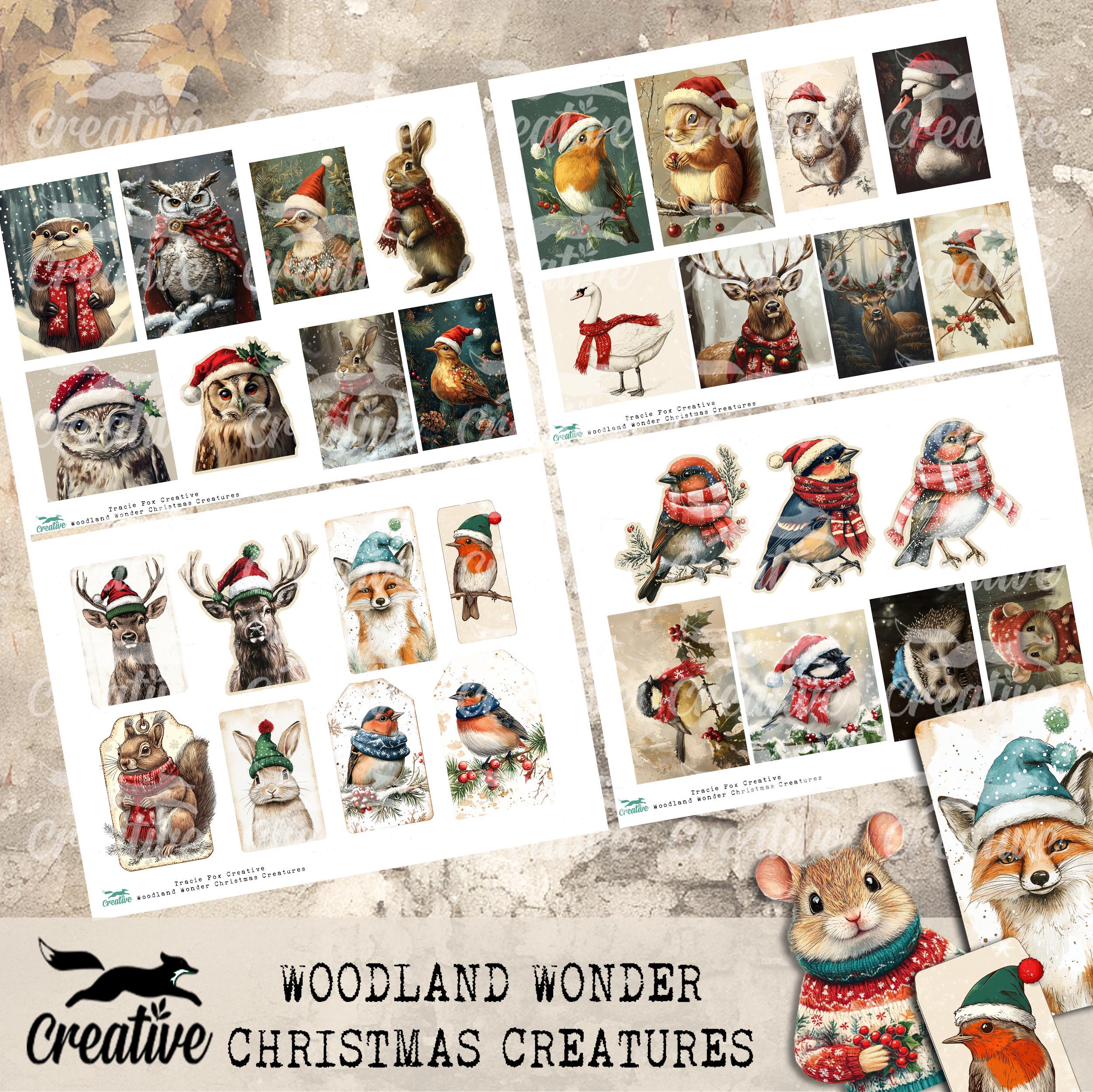 WOODLAND WONDER Christmas Creatures, Digital Journal/scrapbooking ...