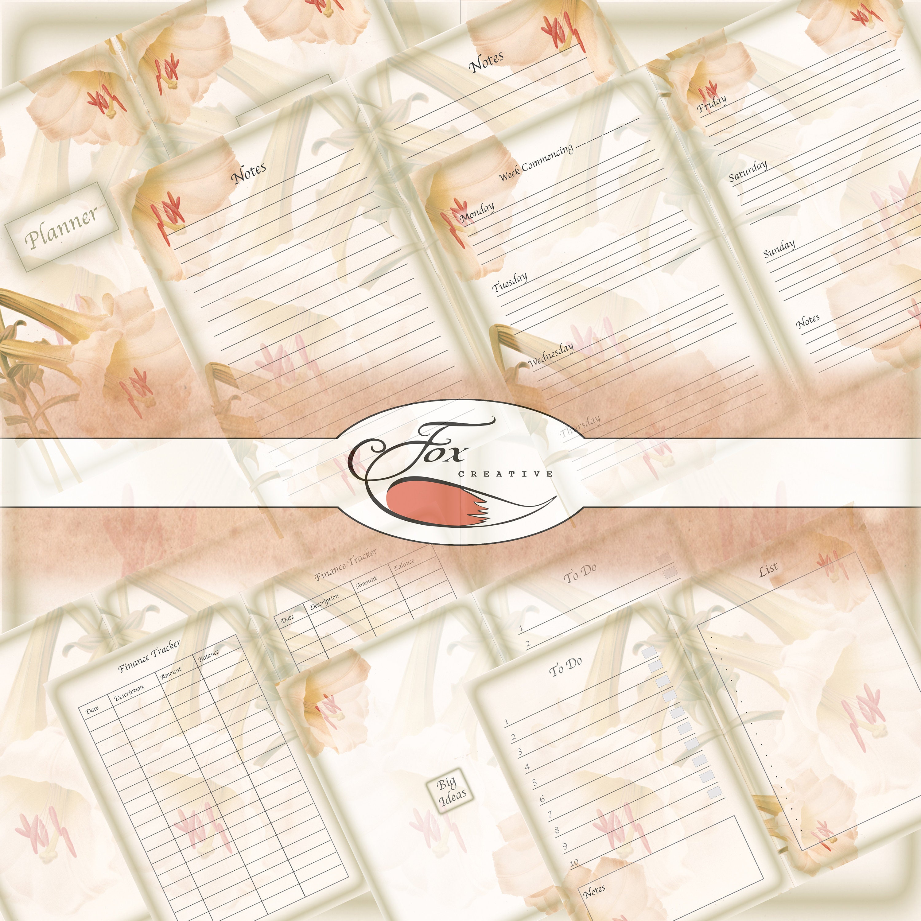 Botanical Themed A5 Planner Kit Planner Pages Journal Pages | Etsy