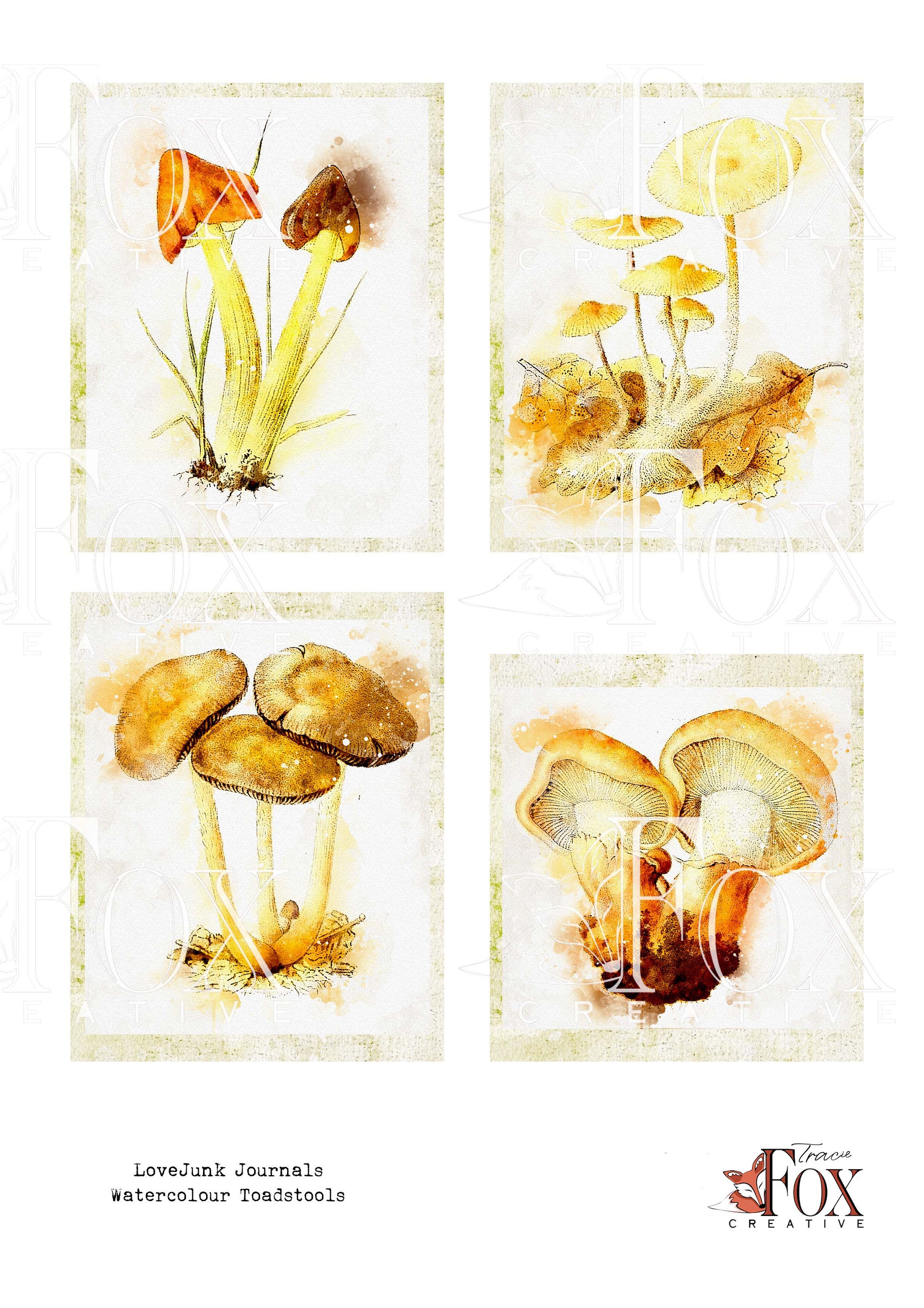 Watercolour Toadstool Tags DIGI20 01 - Etsy UK