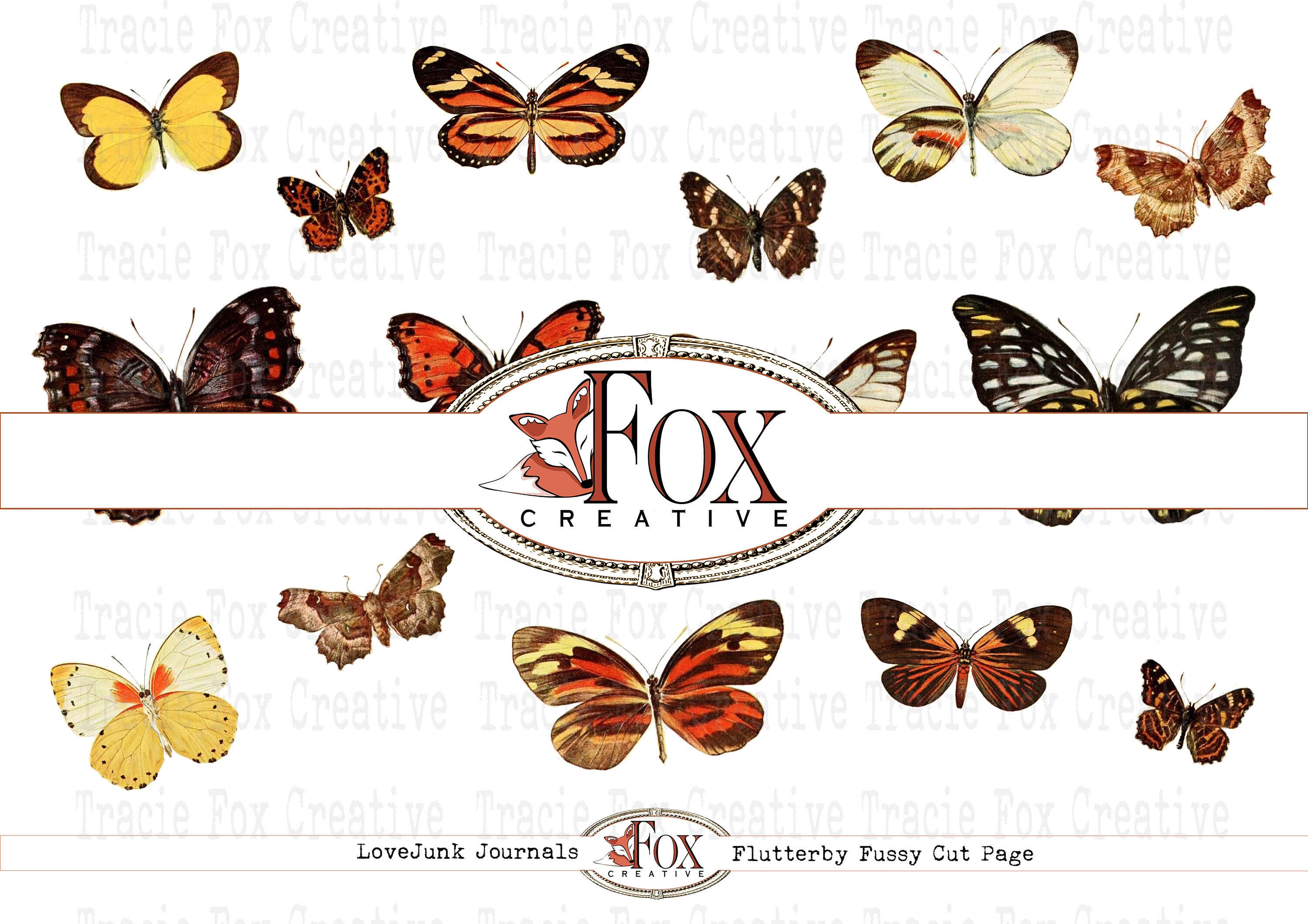 Fussy Cut Pages Flutterby Digital Kit DIGI19 32 Butterfly Images Paper ...