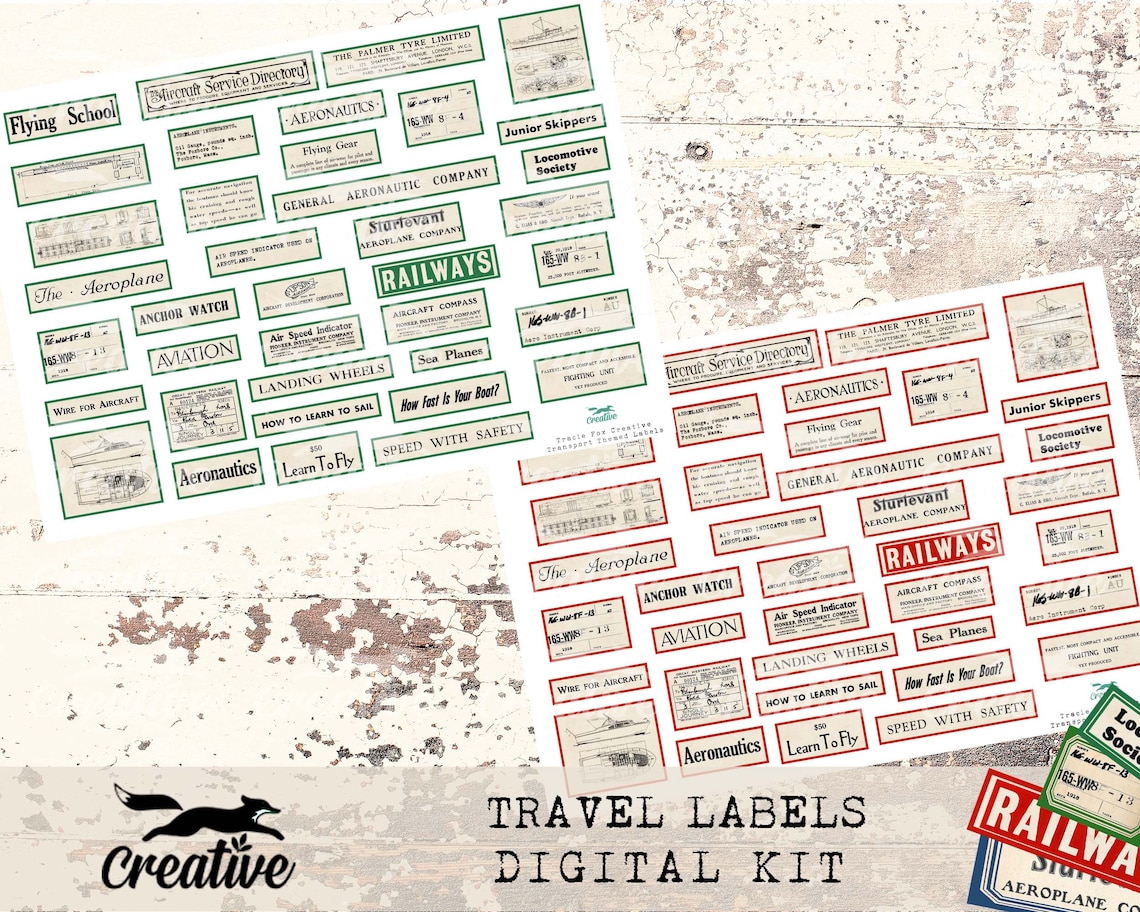Travel Themed Labels, Digital Kit, DIGI23 34 - Etsy