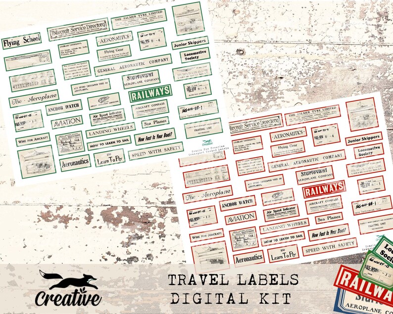Travel Themed Labels, Digital Kit, DIGI23 34 - Etsy