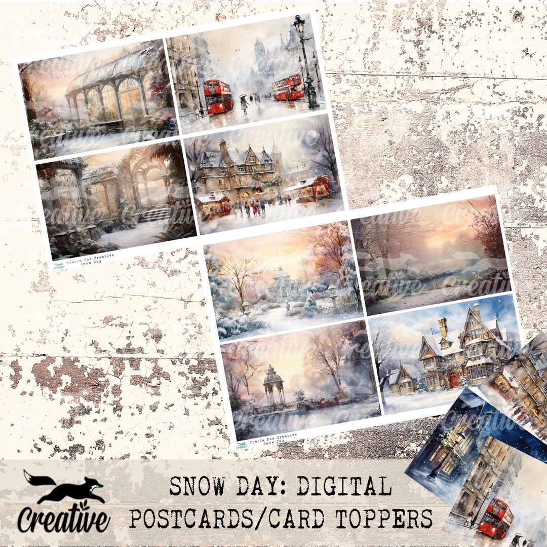 SNOW DAY: Digital Christmas Card Toppers/journal Cards, Scrapbook ...