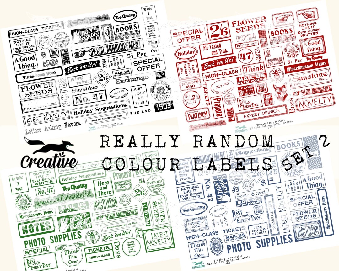 SET 2: REALLY Random Colour Labels, Digital Kit, DIGI22 30 - Etsy