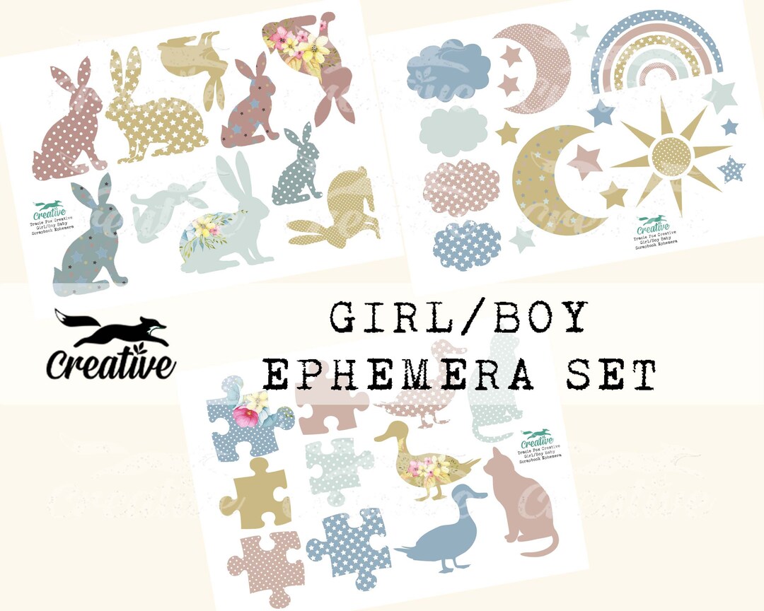 Girl/boy/mix Baby Ephemera Set, Scrapbook Kit, Journal Kit DIGI22 25 - Etsy
