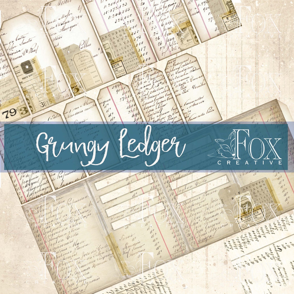 Grungy Ledger Mini Ephemera Folder Digital Kit DIGI20 48 - Etsy