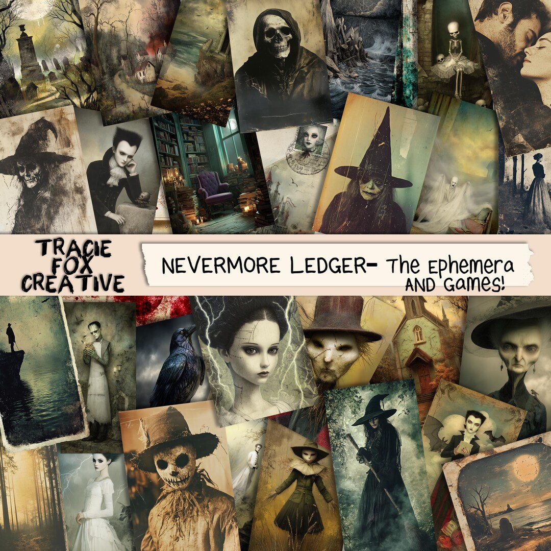 Nevermore Ledger Ephemera & Games – Halloween Printable Kit DIGI25 31 ...