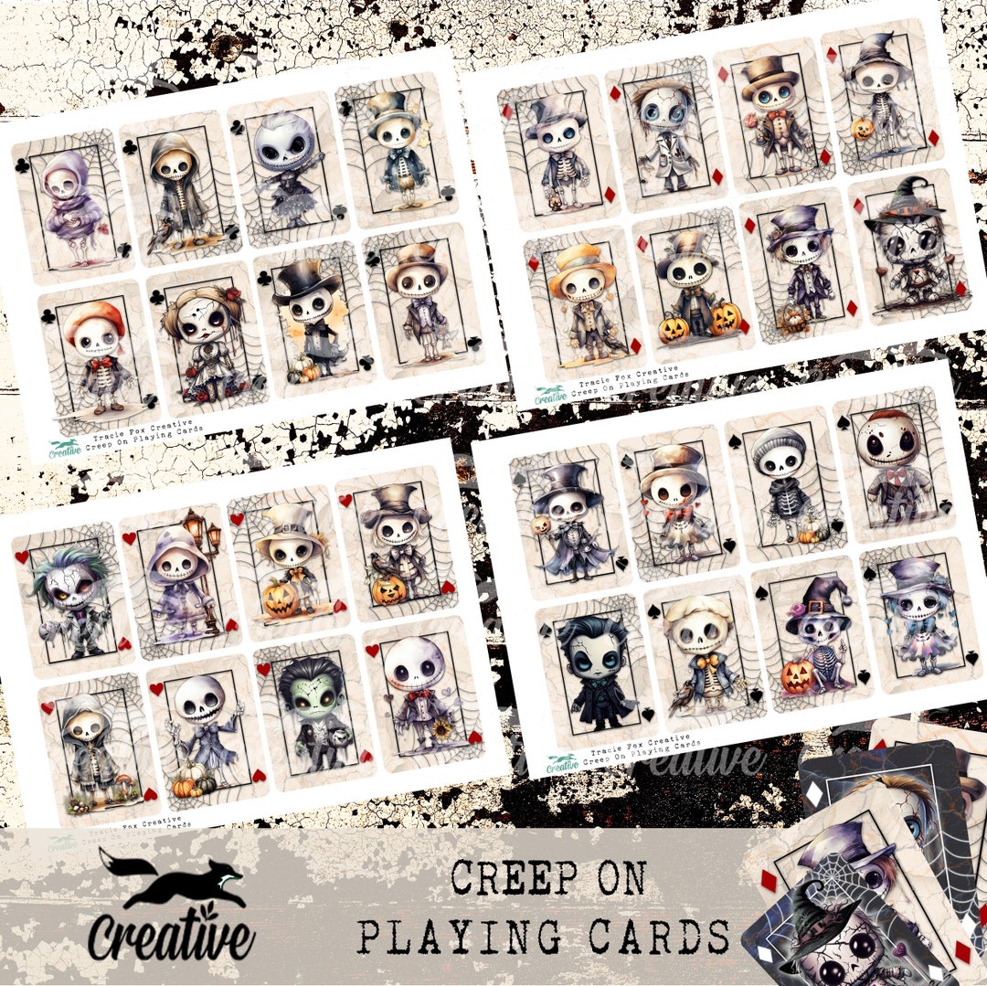 CREEP ON, Digital Ephemera Kit, Playing Card Themed Journal Cards ...