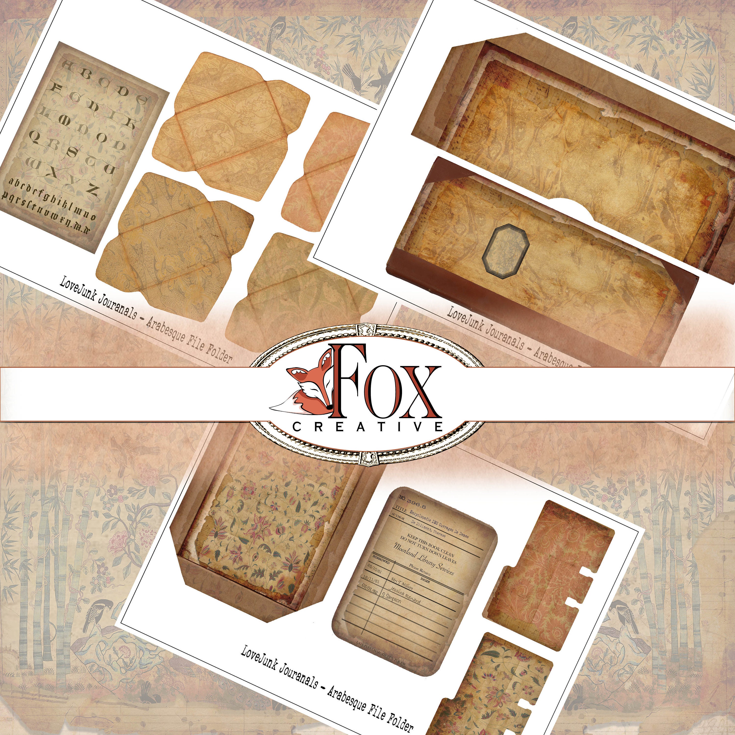 Grungy Layered Pattern File Folder Digital Kit (arabesque) DIGI19 06 - Etsy