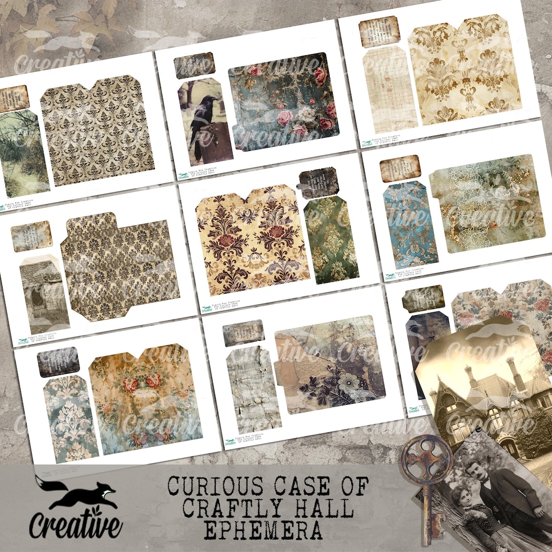 The Curious Case of CRAFTLY HALL, Digital Journal/scrapbooking, Bases, Ephemera, Fussy Cut Kit ...