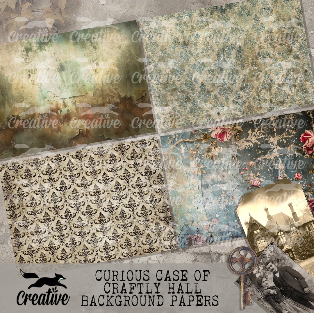 Grungy BACKGROUND PAPERS, Curious Case of Craftly Hall, Digital Papers ...