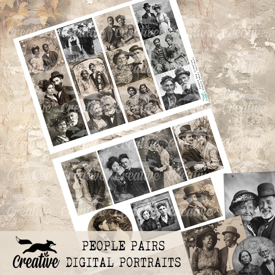 PEOPLE PAIRS, Digital Journal/scrapbooking Portraits, Printable ...