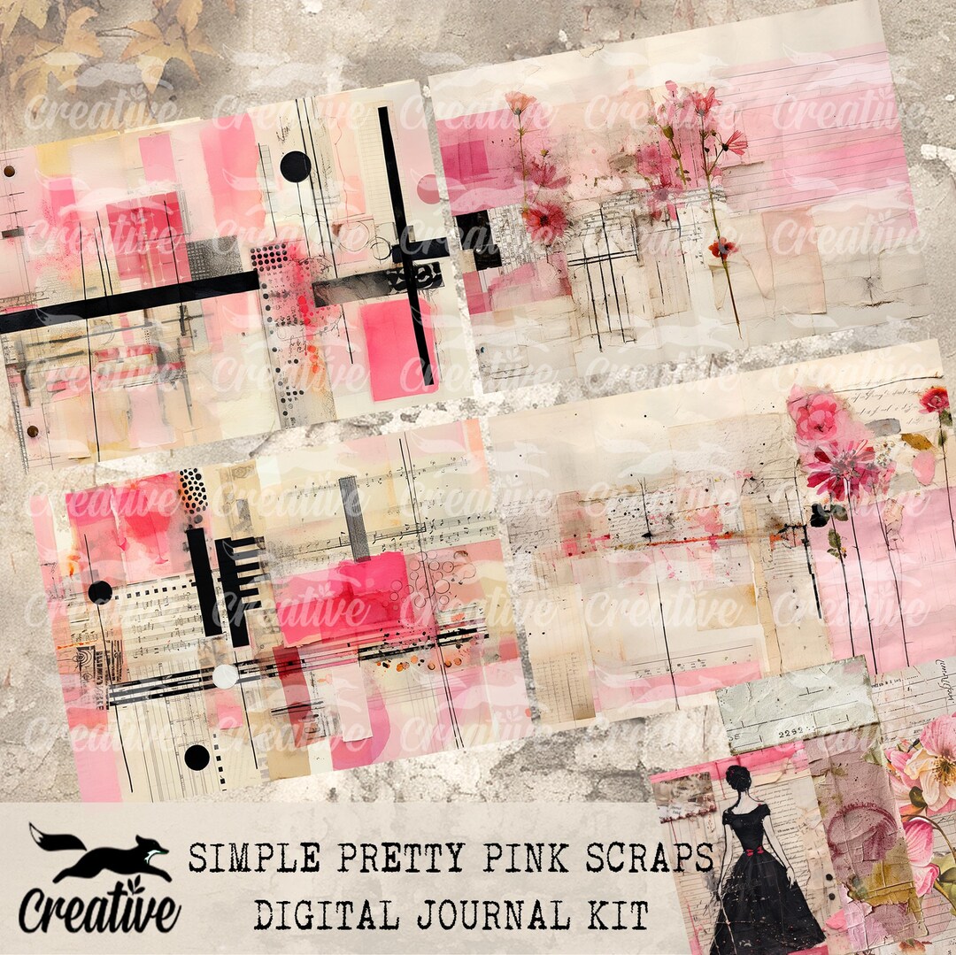 SIMPLE Pretty Pink Scraps Digital Journal/scrapbooking Kit, DIGI24 17 ...