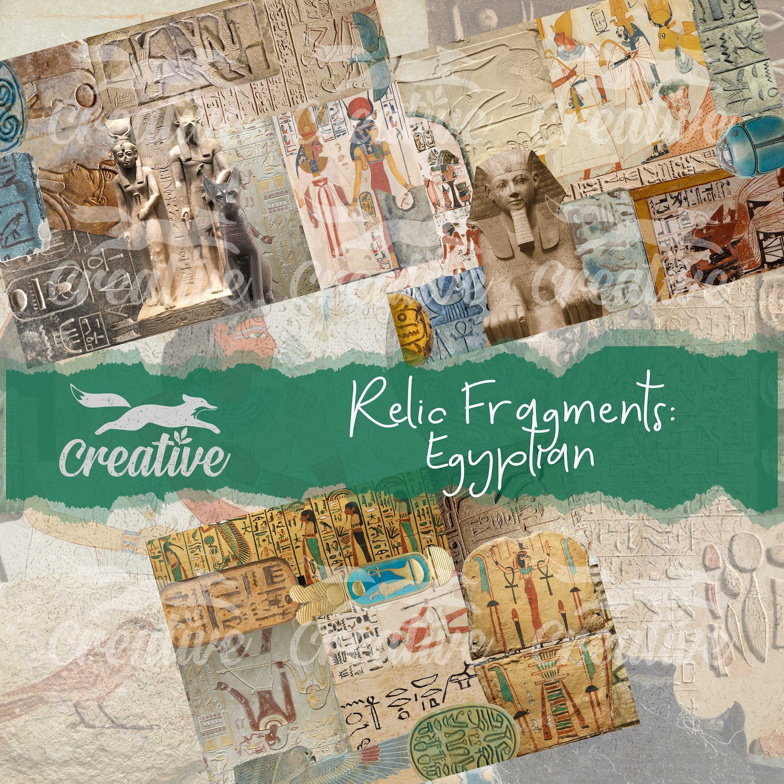 Relic Fragments Egyptian Grungy Digital Collage Papers DIGI21 | Etsy