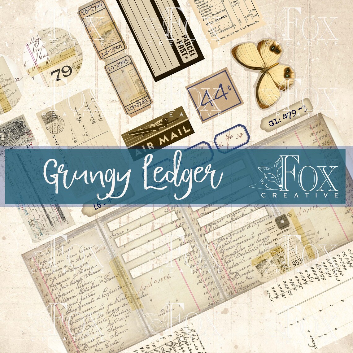 Grungy Ledger Mini Ephemera Folder Digital Kit DIGI20 48 - Etsy