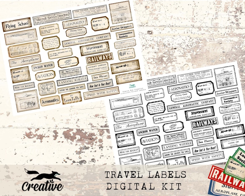 Travel Themed Labels, Digital Kit, DIGI23 34 - Etsy