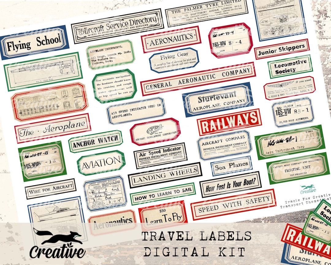 Travel Themed Labels, Digital Kit, DIGI23 34 - Etsy