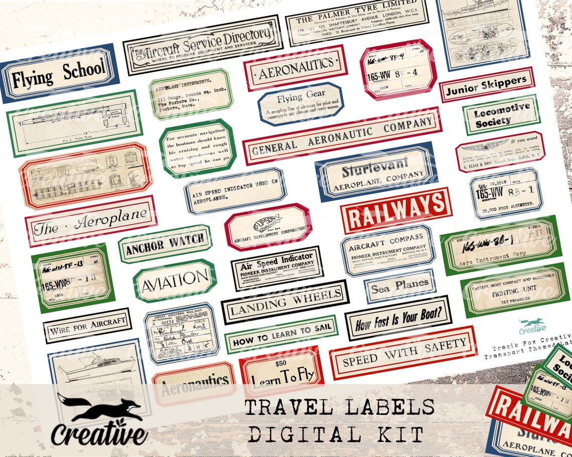 Travel Themed Labels, Digital Kit, DIGI23 34 - Etsy