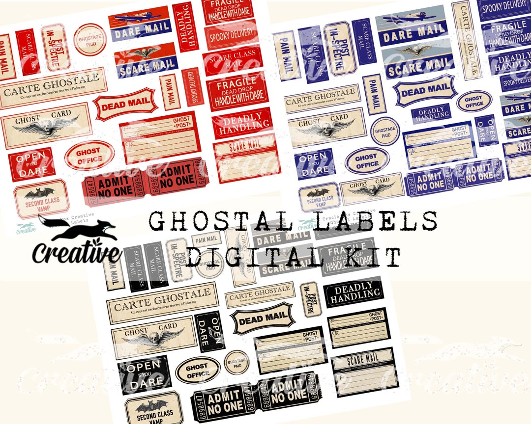 GHOSTAL LABELS: Spooky Halloween Labels, Fun Journal Digital, Printable ...