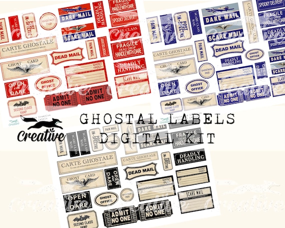 Ghostal Labels: Spooky Halloween Labels Digital Kit DIGI22 36 - Etsy