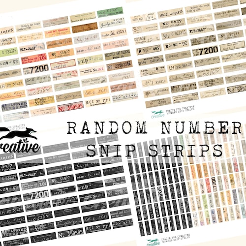 Random Number set Two Snip Strips DIGI22 15 Digital Text - Etsy