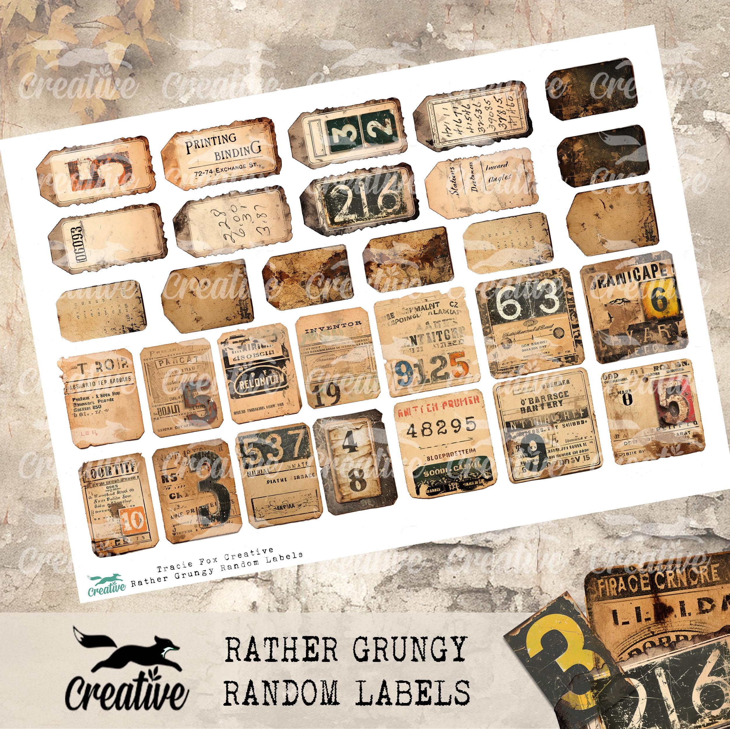 Rather Grungy RANDOM LABELS, Digital Labels for Journal Making and ...