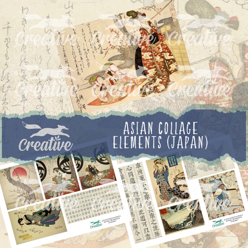 Asian Collage Elements (japan) Digital Kit DIGI21 25 - Etsy