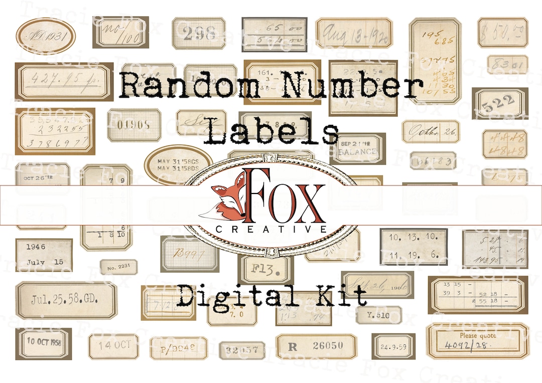 Random Number Labels, Digital Labels DIGI19 93 - Etsy
