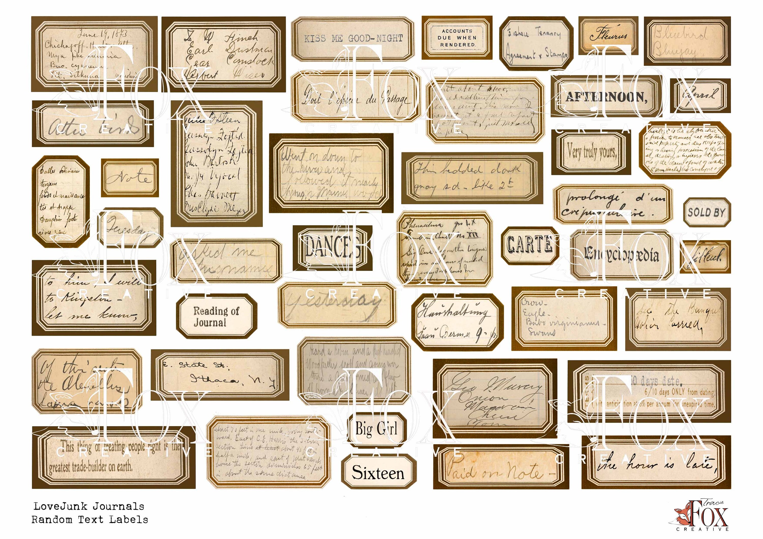 RANDOM Textlabels - Digital Labels for Junk Journals, Card Making ...