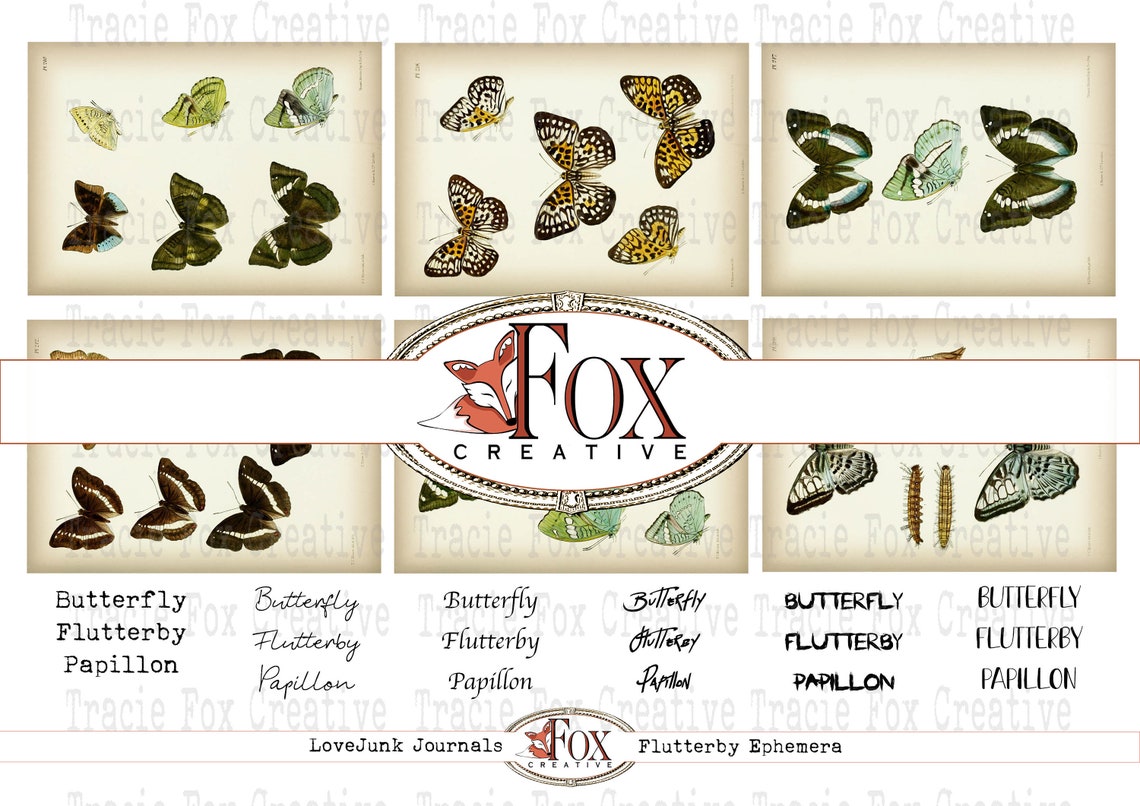 Butterfly Ephemera Flutterby Digital Kit DIGI19 31 | Etsy