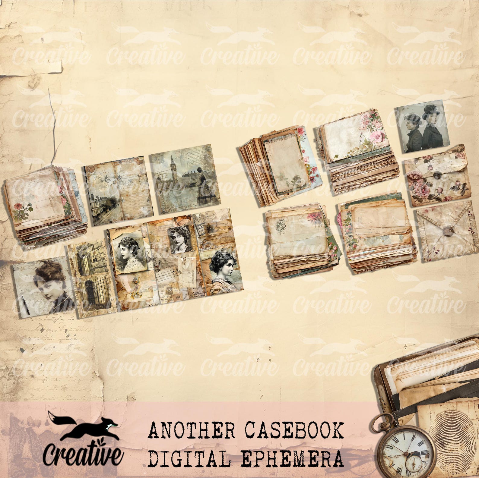 ANOTHER CASEBOOK Digital Ephemera – Vintage Style Printable for Junk ...