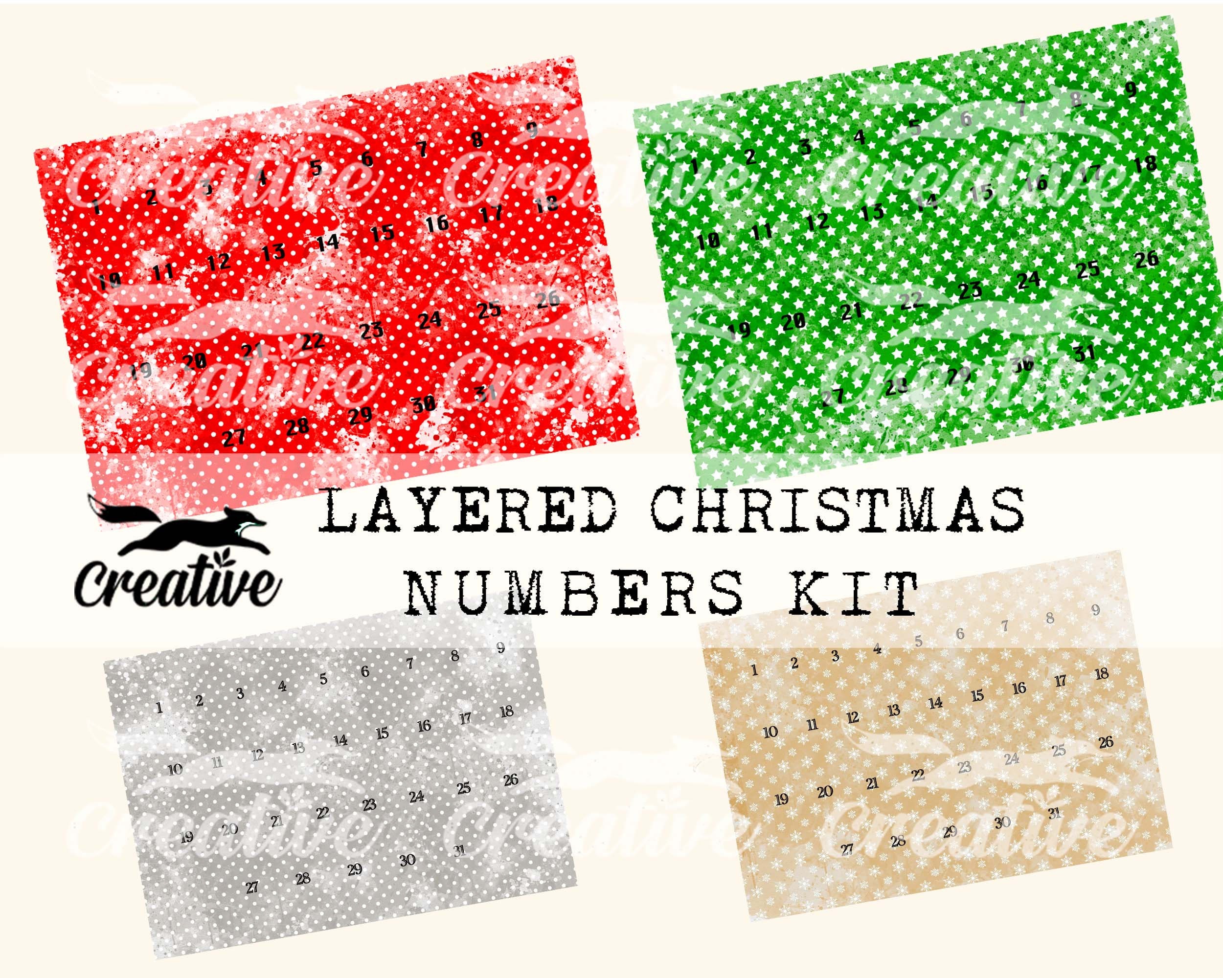 Layered Christmas Numbers Printable Digital Kit DIGI22 44 - Etsy
