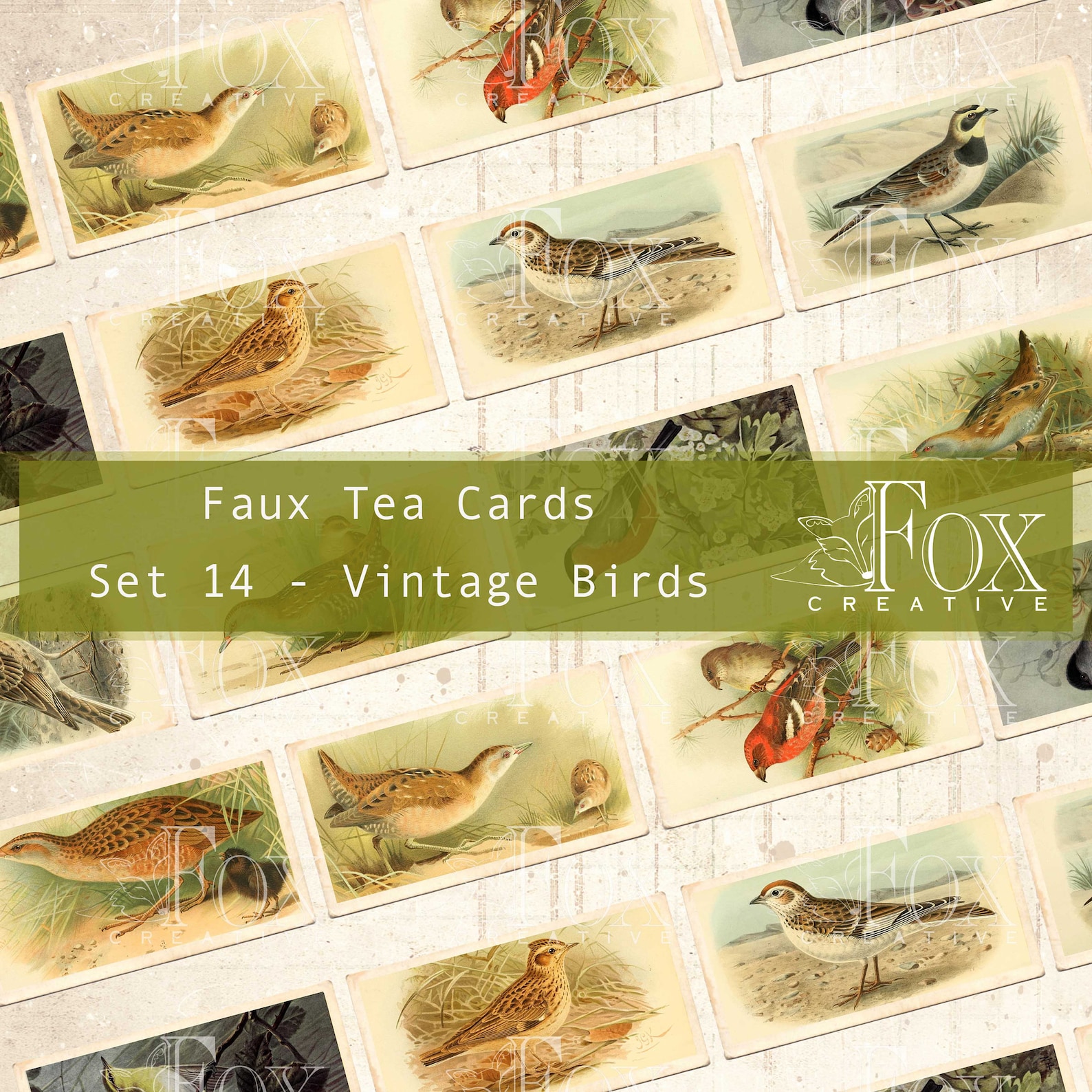 Vintage Birds Faux Tea Cards. Set 14 DIGI20 07 - Etsy